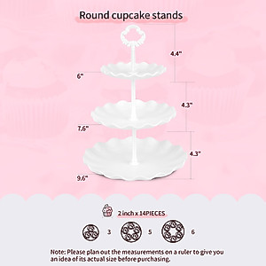 Pack of 10 NWK Cake Stand, Cupcake Stand, with 3 x Two-Tier Cupcake Stands, 3 x Three-Tier Cupcake Stands, 4 x Appetizer Trays, for Birthday Baby Bridal Shower Party (White)