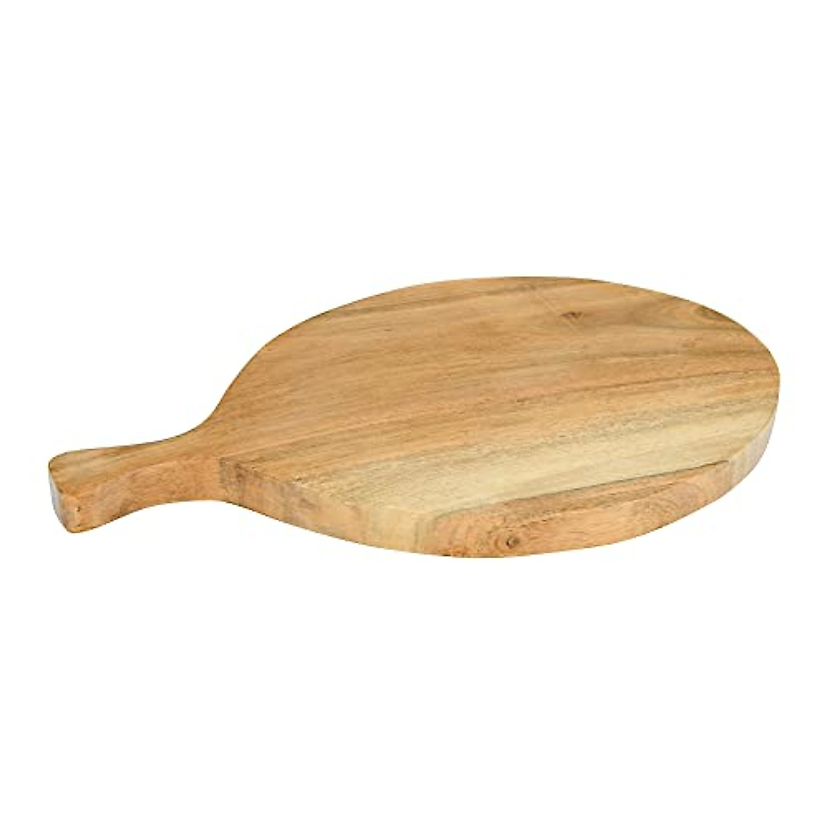 Creative Co-Op DF3134 Round Acacia Wood Cheese Handle Cutting Board, 10.25", Brown