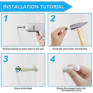 Svaitend Screw-On Solid Wood Hook Coat Hook Towel Hook Shaker Pegs for Bathroom Livingroom Garden 10 Pieces (White Paint)