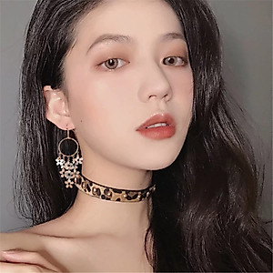 ANDPAI Bohemian Long Colorful Chandelier Tassel Flower Dangle Drop Hoop Earrings for Women(Gold)