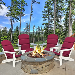 BPS Patio Chair Cushions for Adirondack Chairs, High-Back Design, 52"x20"x2.5" Olefin Fabric Slipcovers with Ties, for Outdoor Furniture, Set of 2