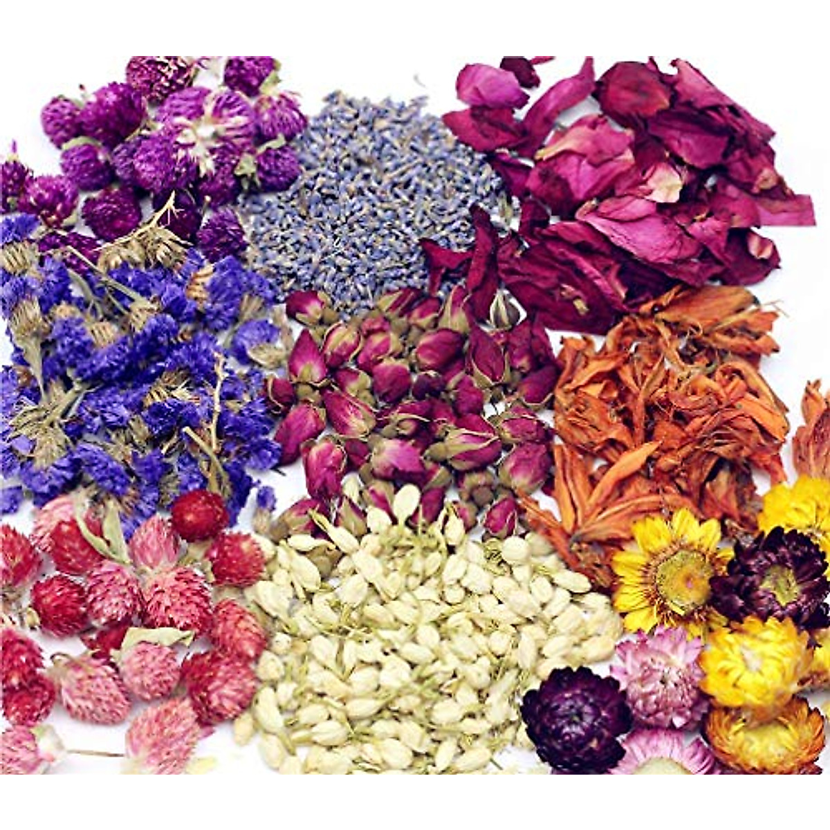 Oameusa Dried Flowers,Dried Flower Kit,Candle Making, Soap Making, AAA Food Grade-Pink Rose, Lily,Lavender,Roseleaf,Jasmine Flower,9 Bags