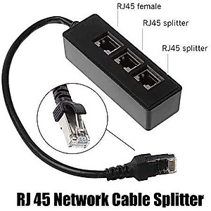 KOROMU RJ45 Ethernet Splitter Cable,RJ45 1 Male to 3 x Female LAN Ethernet Splitter Adapter Cable Suitable Super Cat5, Cat5e, Cat6, Cat7 LAN Ethernet Socket Connector Adapter