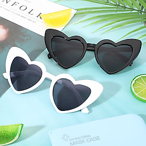 Konohan 24 Pairs Retro Heart Shaped Sunglasses for Women Vintage Heart Sunglasses for Party(Black, White)