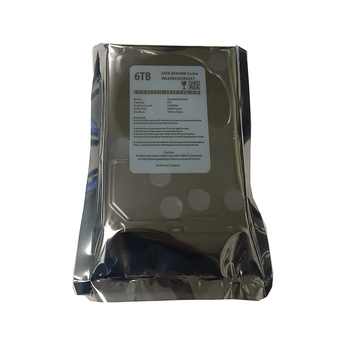 WL 6TB 64MB Cache 5400RPM SATA III (6.0Gb/s) 3.5" Internal Surveillance DVR Hard Drive - w/ 1 Year Warranty