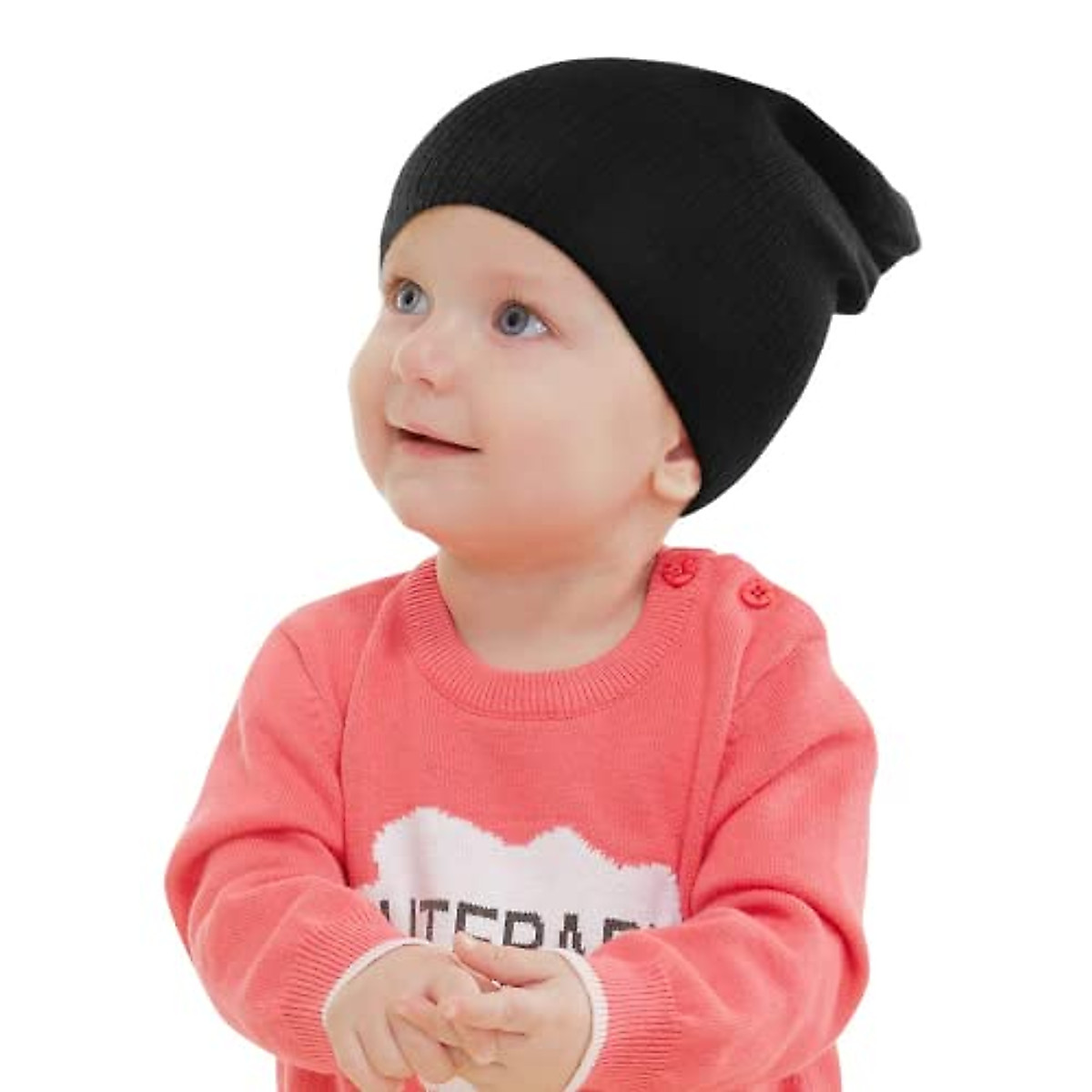 Zando Unisex Baby Beanie Warm Baby Boy Beanie for Toddler Boys Knit Kids Beanie Hat Beanies for Kids Beanie Toddler Winter Hat Girls Infant Beanies Slouchy Baby Hats Black&Dark Green&Dark Grey Hat
