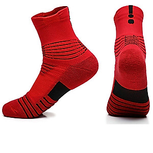 Yoknatt Elite Basketball Socks Calf High Cushion Thick Performance Running Cycling Football Compression Socks Ankle Athletic Crew Socks for Men Women Boys Youth Girls Teens