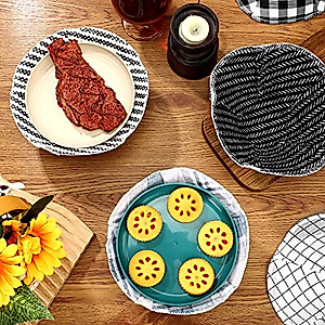 Microwave Bowl Holders Set of 5, Microwave Safe Hot Bowl Holder Multipurpose Heat Resistant Fruit Geometric Pattern Bowl Pot Holder Polyester Sponge Bowl Pads Plate Dish Pads for Soup Bowl (Geometric)