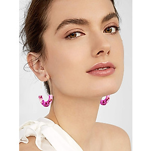 Acrylic Earrings Statement Tortoise Hoop Earrings Resin Wire Drop Dangle Earrings Fashion Jewelry For Women (pink)