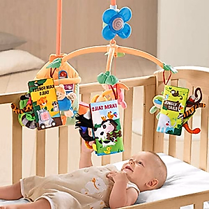 beiens Baby Books Toys, Baby Books 0-6 Months, Touch and Feel Cloth Crinkle Soft Books, Toys for 0-3-6-12-18 Months Infant Newborn Baby Boy Girl Shower Gifts Set, Sensory Learning Stroller Toys (3PCS)