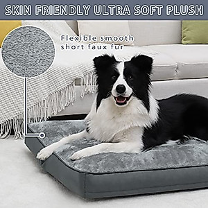 Dog Crate Bed Waterproof Deluxe Plush Dog Beds with Removable Washable Cover Anti-Slip Bottom Pet Sleeping Mattress for Large, Medium, Jumbo, Small Dogs, 35 x 22 inch, Gray