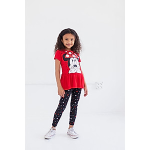 Disney Minnie Mouse Valentines Day Infant Baby Girls Peplum T-Shirt and Leggings Outfit Set Red/Black 18 Months