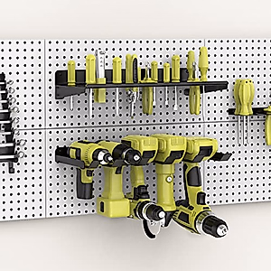 TORACK Wall Mount Power Tool Organizer, Cordless Drill Holder with 5 Slots and Storage Shelf, Power Tool Storage Rack for Garage, Home, Shed