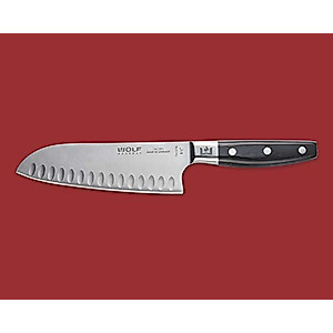 Wolf Gourmet 6.5" Hollow-Edged Santoku Knife, Ergonomic for Comfort and Control, Forged High-Carbon Stainless Steel, 12.5 Degree Angle, Durable (WGCU127S)