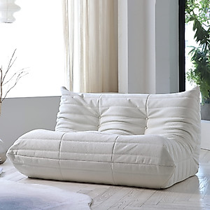 TIFLON Lazy Floor Sofa,Minimalist Sofa Couches,Teddy Velvet LoveSeat Sofa, Fireside Chair,Tatami Sofa,Corner Relax Sofa Couch for Living Room Bedroom Salon Office (Beige, 2Seat)