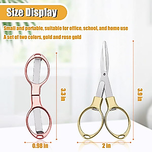 2PCS Folding Scissors, Portable Travel Scissors, Gift for Men Glasses Shaped Mini Shear Telescopic Cutter, Anti Rust Stainless Steel Scissors for Fishing Sewing Home Office (Rose Gold, Gold) -Samest