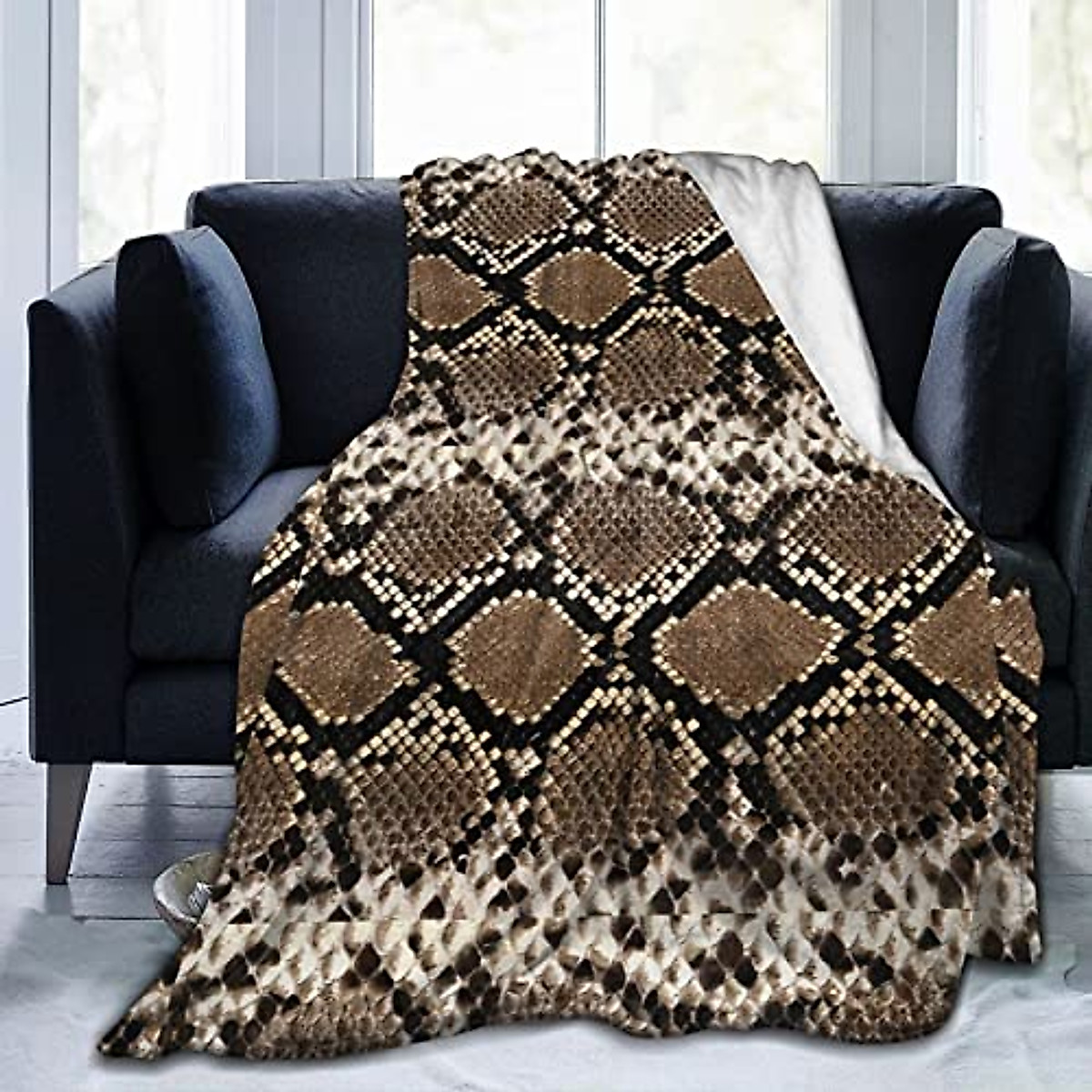 Snake Skin Blanket Air Conditioning Blanket Blanket Soft, Cool Throw Blanket Flannel Animal Blanket(80"x60")