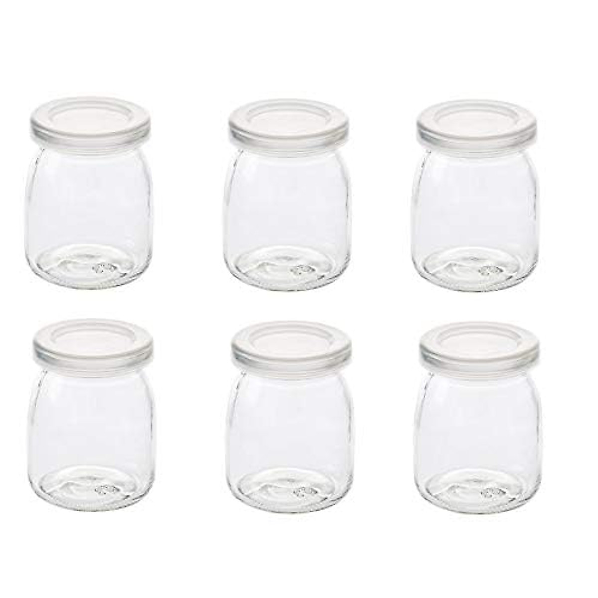 Dailydanny 6 Pcs Yogurt Pudding Jars Bottles With Plastic Lids Ideal for Jam, Honey, Wedding Favors, Shower Favors, Baby Foods (7 oz (200ml))