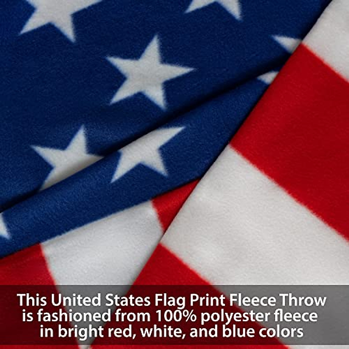 American Flag Throw Blanket - Plush Polyester Fleece United States Blanket, American Flag Home Decor for Veterans - 50"x60"
