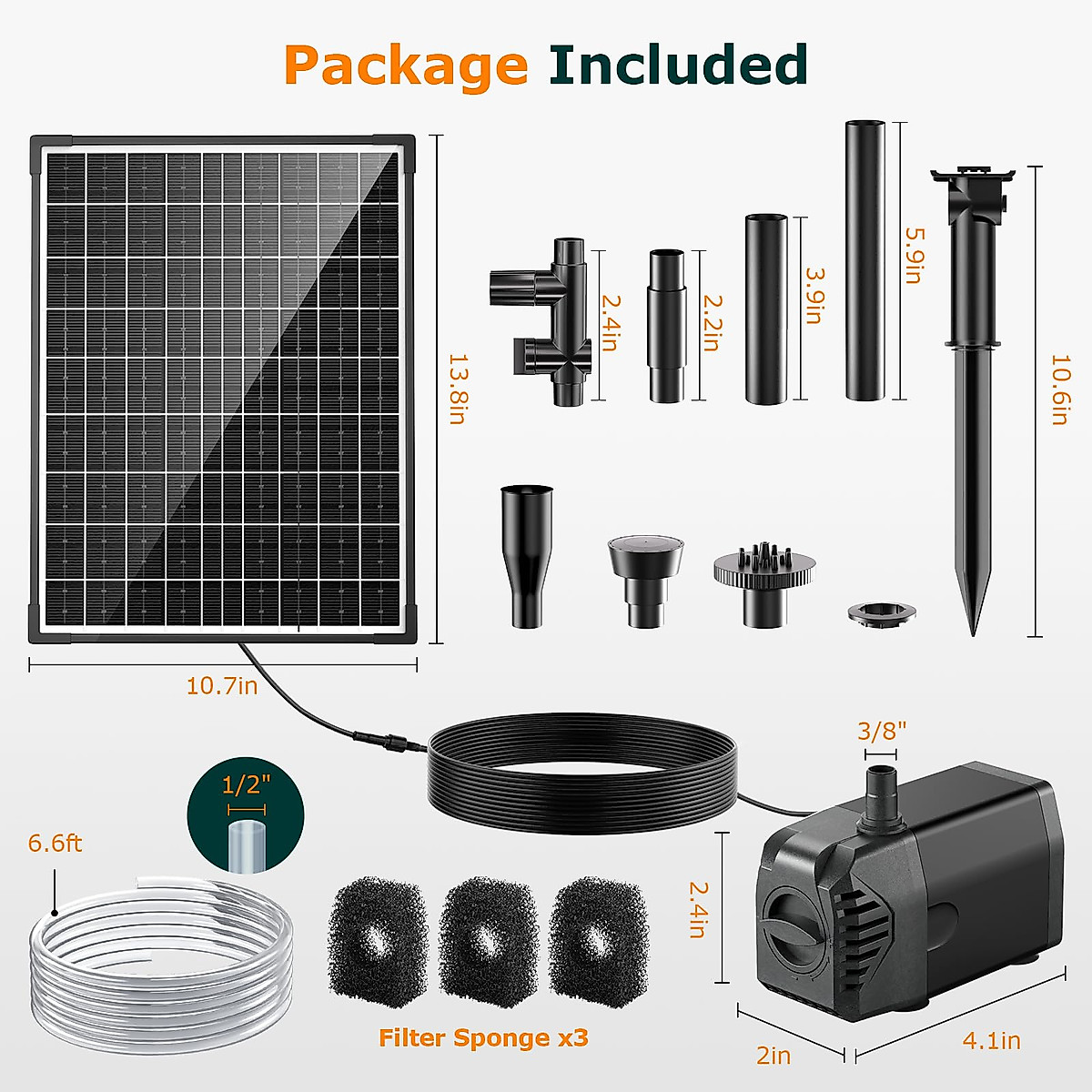 POPOSOAP Solar Water Fountain Pump, 20W Solar Powered Water Pump 320GPH Flow Adjustable, Solar Fountain Pump with 17Ft Cord Length for Ponds, Fish Tank, Wildlife Garden, Waterfall