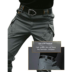 Les umes Mens Cargo Pants Military Tactical Trail Ripstop Combat Work Trousers Hiking Outdoor Pants Grey 40