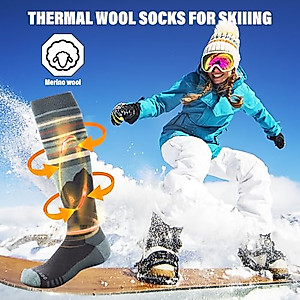 RIOROO Ski Socks Merino Wool,2/3 Pairs Pack Skiing and Snowboarding Socks For Men Women Youth,Winter Knee High Thermal Socks