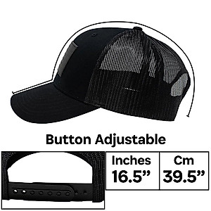 13 STRIPES American Flag Hat – Leather Patch Mesh Back Snapback Hat for Men & Women USA Flag Trucker Hat, Casual Unisex Hat - Blackout