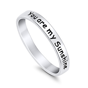 Blue Apple Co. Sterling Silver Size-9 You are My Sunshine Band Ring Round 925 Sterling Silver