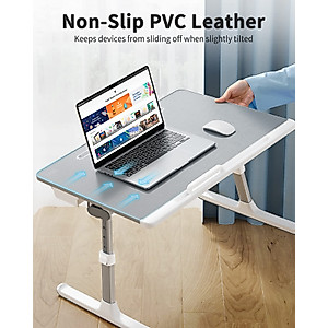 Laptop Bed Tray Desk, SAIJI Adjustable Laptop Stand for Bed, Foldable Laptop Table with Storage Drawer for Eating, Working, Writing, Gaming, Drawing (Gray, X-Large)