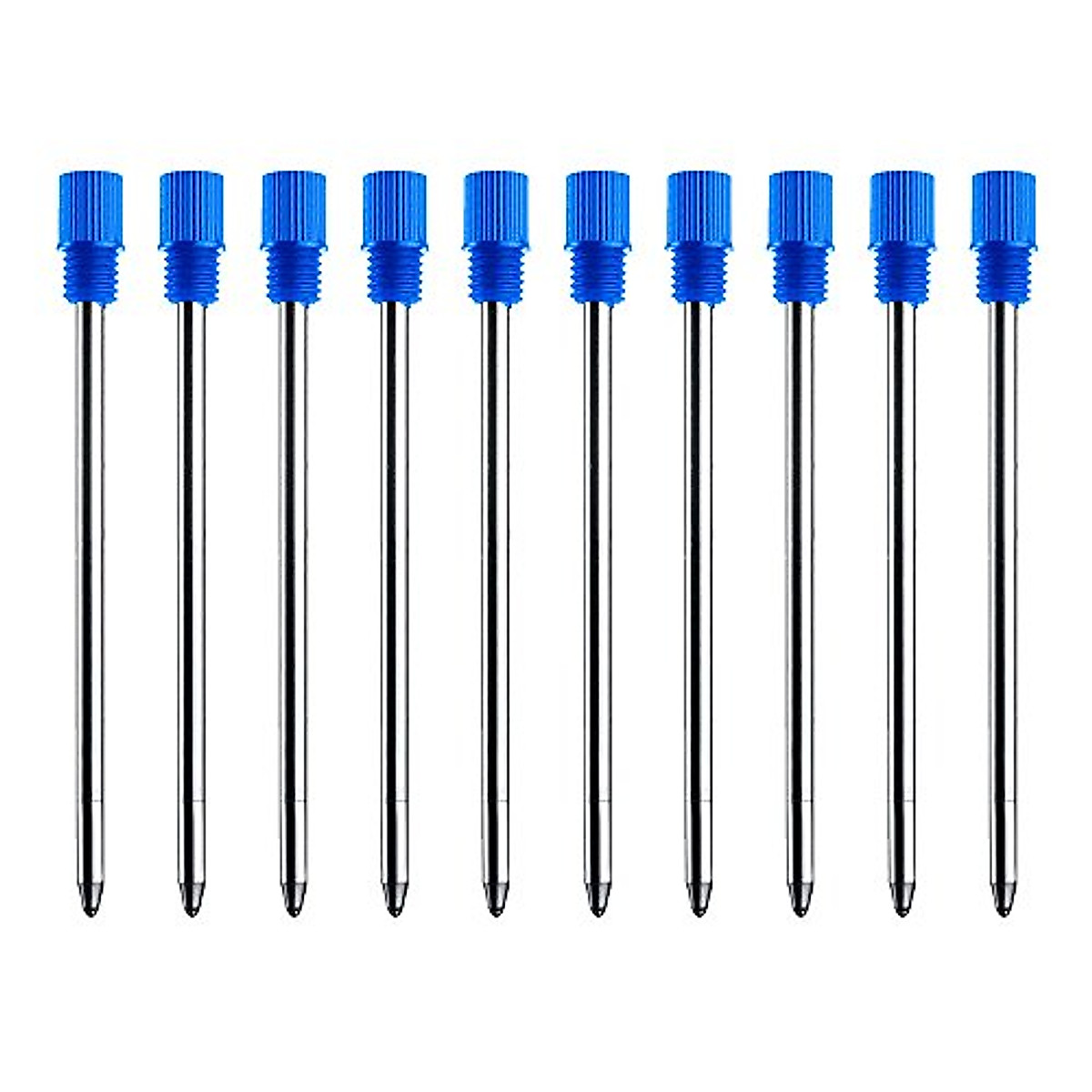 Blue Ink Refills (10 Pcs), Replaceable Pen Refills, 2.75 inch (70 mm) Ballpoint Pens Refills, 1.0mm Medium Tips - Blue