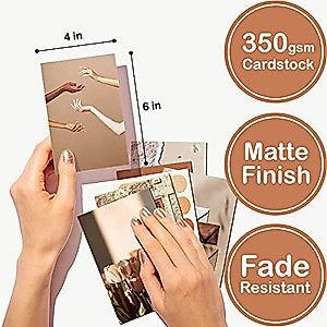 KOLL DECOR Beige Wall Collage kit Boho - 50 Set 4''x6'' Prints Aesthetic Wall Collage Kit Beige Room Decoration Tezza Collage Kit Wall Decor for Teen Girls