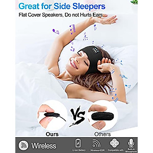 LC-dolida Bluetooth Headband, Cozy Band Wireless Sleep Headphones Sleep Mask with Thin HD Stereo Speakers Music Headband Perfect for Side Sleepers, Sport,Travel Best Gifts for Men Women