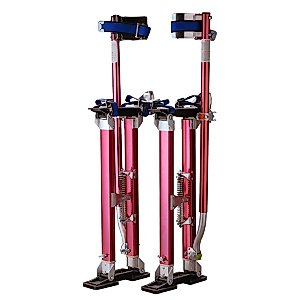Drywall Stilts – 18-30-inch Aluminum Spring Loaded Stilts with A Locking Heel Strap for Construction, Painting, and Finishing by Pentagon Tools (Red)