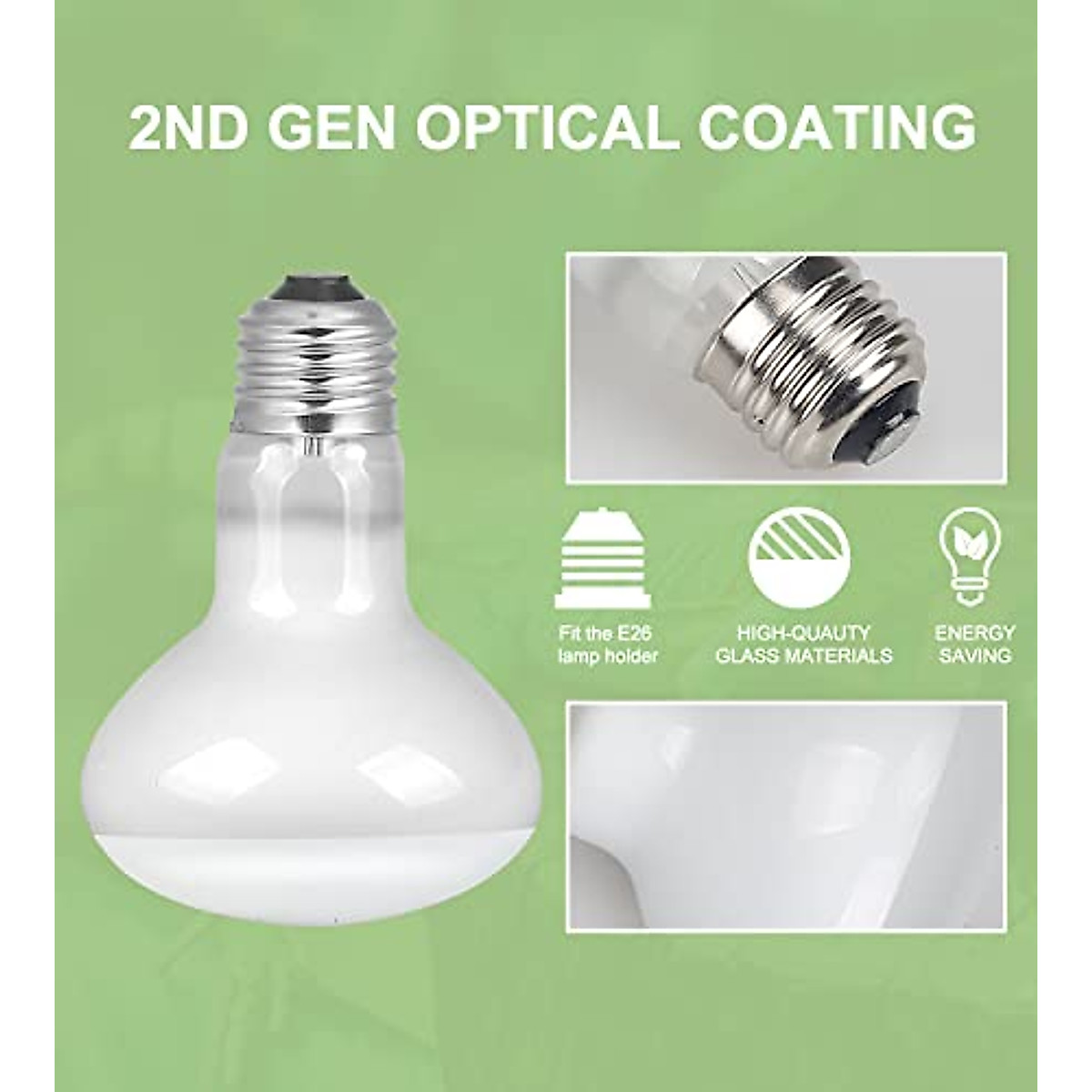 BOEESPAT 2 Pack 100W Reptile Heat Lamp Bulbs, UVA Reptile Light Bulb (2nd Gen), Daylight Basking Bulb for Bearded Dragon, Lizard,Tortoise,Hedgehogs,Amphibian...