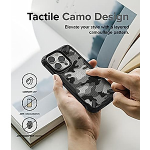Ringke Fusion-X [Military Design] Compatible with iPhone 14 Pro Case 6.1 Inches, Camouflage Hard Back Heavy Duty Shockproof Advanced Protective Bumper Cover - Camo Black