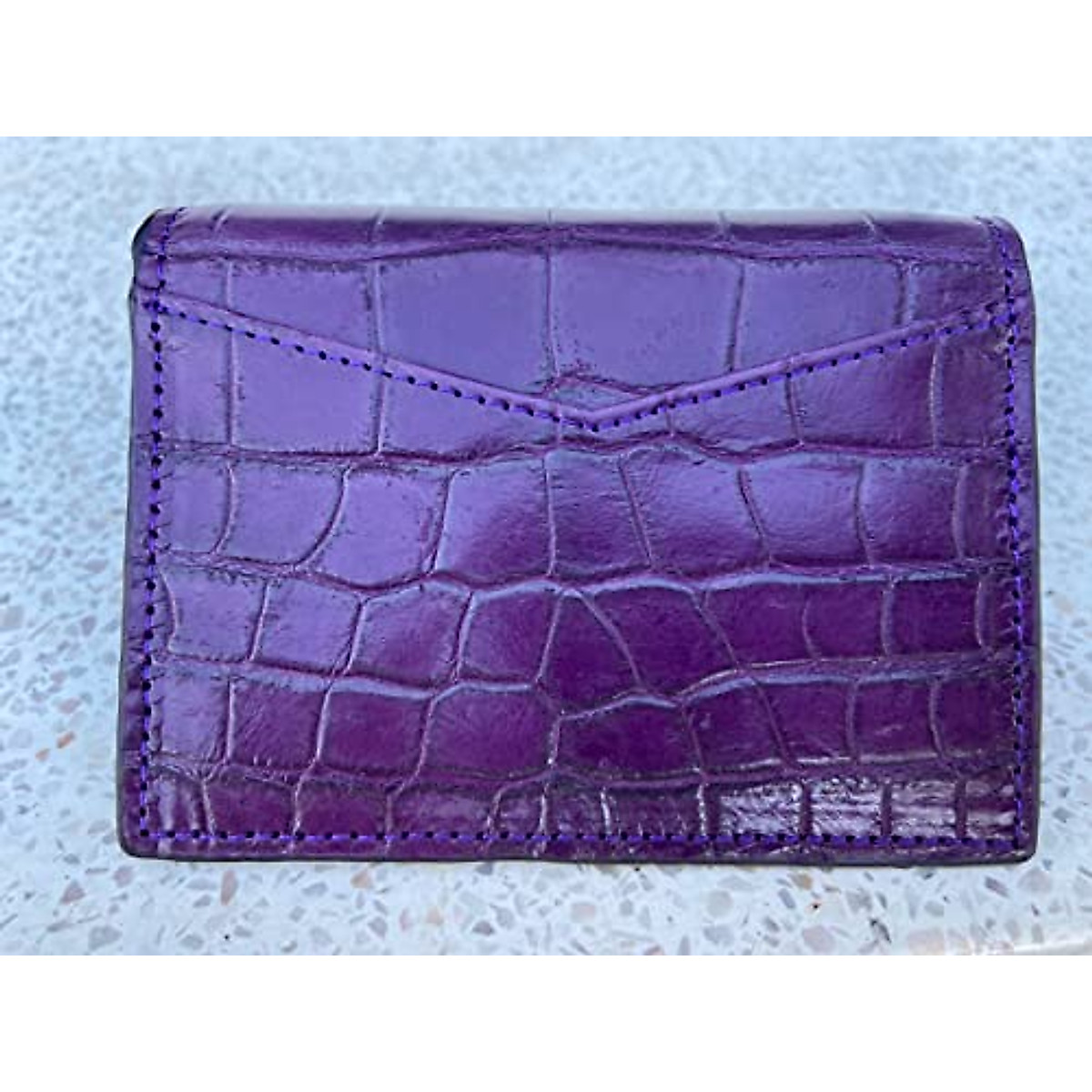Double side Purple Crocodile Alligator leather skin Credit Cardholder, leather credit cardcase, leather creditcard cover