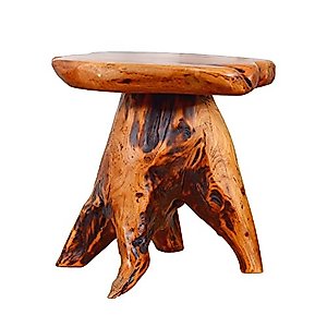 Brefhome Tree Stump Side Table Natural Edge Cedar Real Wood End Table,Small Wooden Mushroom Stool, Indoor/Outdoor