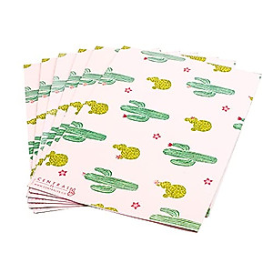 CENTRAL 23 - Cactus Wrapping Paper - 6 Birthday Gift Wrap Sheets - Pink and Green - For Women Girls Teenagers - Trendy Plant Print