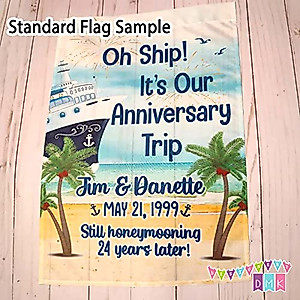 Oh Ship! It's Our Anniversary Trip - Cruise Door Decoration - PERSONALIZED - Banner - Flag - Standard or Premium Fabric - CF004