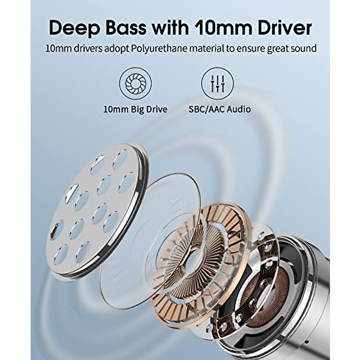 Tiksounds Wireless Earbuds, Bluetooth 5.3 Headphones, Bluetooth Earbuds with LED Display, 60 Hrs of Playtime, IPX7 Waterproof, Stereo Sound, Over Ear Earphones with Mic for Sports Running Workout Gym