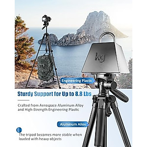 CAMBOFOTO 62"-Camera-Tripod, Lightweight Travel Compatible DSLR/Phone/Camcorder, Aluminum Tri Pod with Holder and Travel Bag. (Black, Weight 2.8Lb, Max Load 4.9 Lb)