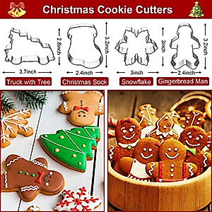16 Pcs Christmas Cookie Cutters, Holiday Cookie Cutters Metal Cookie Cutters Including Gingerbread Man Snowflake Christmas Tree Reindeer and More