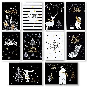 Hotcinfin 60 Christmas Cards Boxed Clearance,Bulk Vintage Religious Christmas Greeting Cards with Envelopes and Stickers, Assorted Funny Christian Thank You Cards, Gold Foil Note with Blank Space