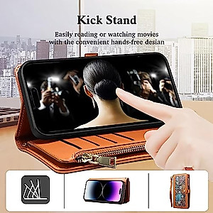 DZDYD Leather Case for Oppo Realme 7 Pro Woman Cover Flip Wallet with Card Holder Kickstand Magnetic Closure PU Leather Protective Cover - Brown