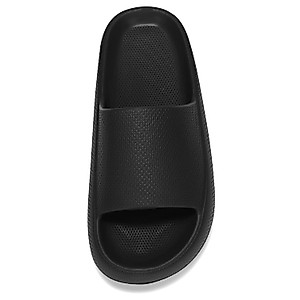 Dirk Slides for Women and Men Sandals Pillow Slippers Shower shoes Cushioned Cloud Slides,Black,9 Women/7 Men
