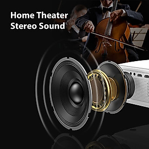 Febfoxs Portable Projector with WiFi and Bluetooth - 9500LUX Native 1080P Outdoor Projector, 400 ANSI Lumens UHD Movie Projector with Bag, Supports 4K & Zoom, Compatible w/Phone/PC/DVD/PS5