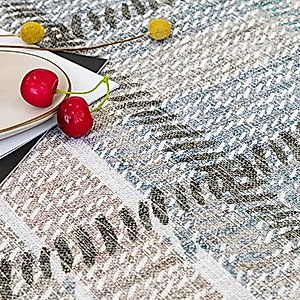 DECOMALL NELE Washable Runner Rug, Modern Plaid Non-Slip Long Rug for Hallway Kitchen, Multi 2’6”x9’