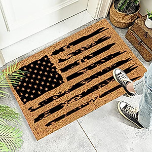 Indoor Front Door Mat Party In The Usa Coir Print Decoration Patriotic Mats for Outside Entry Welcome Independence Day 4Th of July Memorial Flag Hello,Summer Soft Oh My Stars Cute Absorbent Attractive