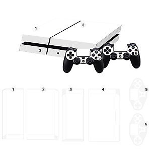 NDAD Protective Vinyl Pure White Hot Skin Decals Cover for Sony PlayStation 4 PS4 Console and 2 PS4 Controller Sticker Skins