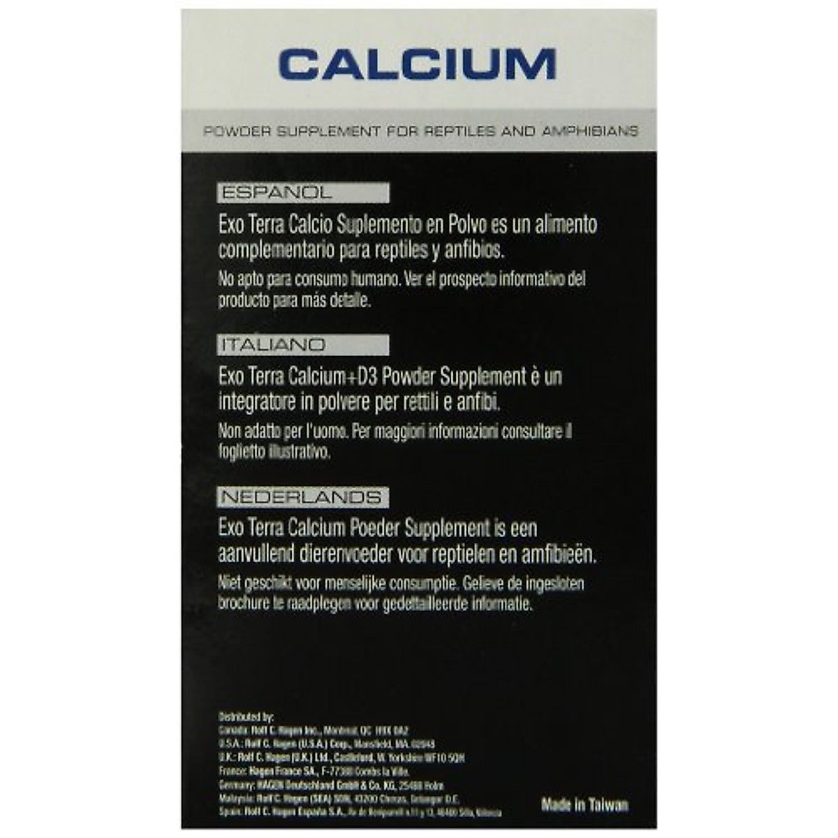 Exo Terra Calcium Powder Supplement for Reptiles and Amphibians, 3.2 Oz., PT 1851